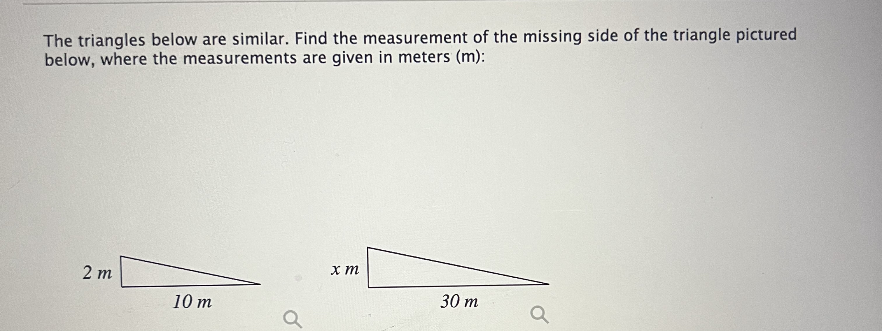 The triangles below are similar. Find the measurement | Chegg.com