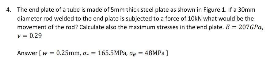 4. The end plate of a tube is made of 5 mm thick | Chegg.com