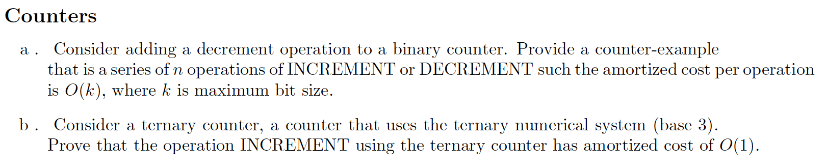 Solved Counters a. Consider adding a decrement operation to | Chegg.com