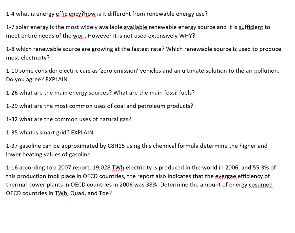 Solved 1-4 what is energy efficiency?how is it different | Chegg.com