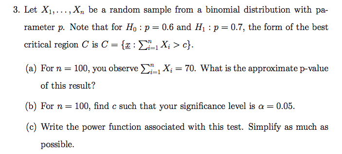 Solved 3. Let X1,...,Xn be a random sample from a binomial | Chegg.com