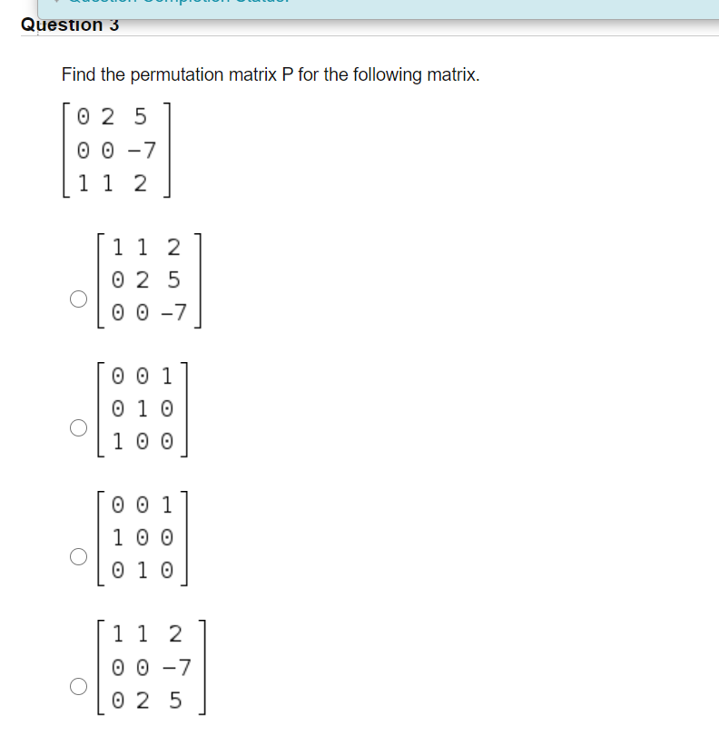 Solved Question 3 Find the permutation matrix P for the | Chegg.com