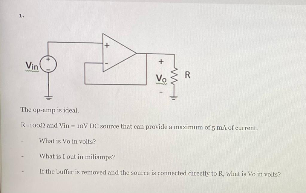 Solved The op-amp is ideal. R=100Ω and Vin=10 V DC source | Chegg.com
