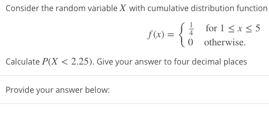 Solved Consider the random variable X with cumulative | Chegg.com