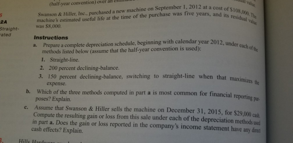 Solved (half year convention) over an est machines estimated | Chegg.com
