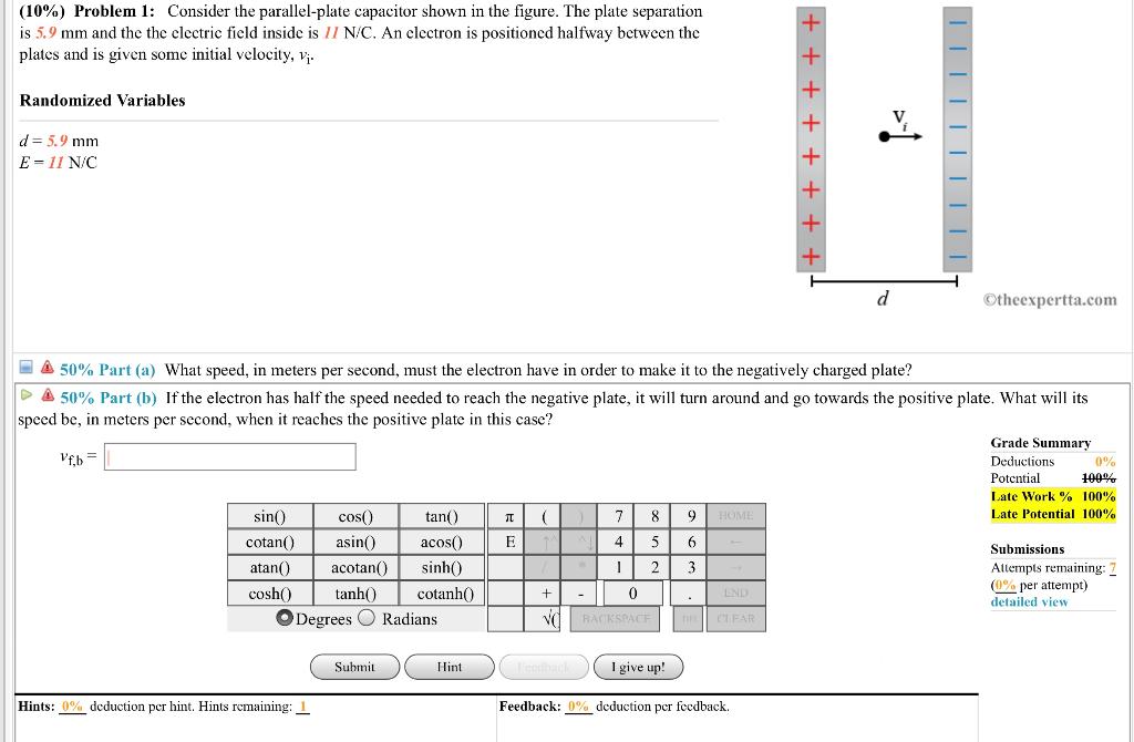 Solved 10 Problem 1 Consider The Parallel Plate