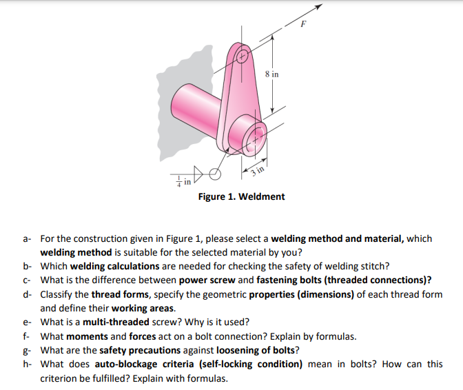 Solved 8 in Tin to 3 in Figure 1. Weldment a. For the | Chegg.com