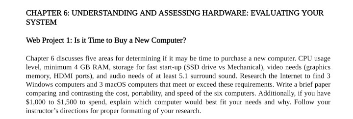 Solved CHAPTER 6: UNDERSTANDING AND ASSESSING HARDWARE: | Chegg.com