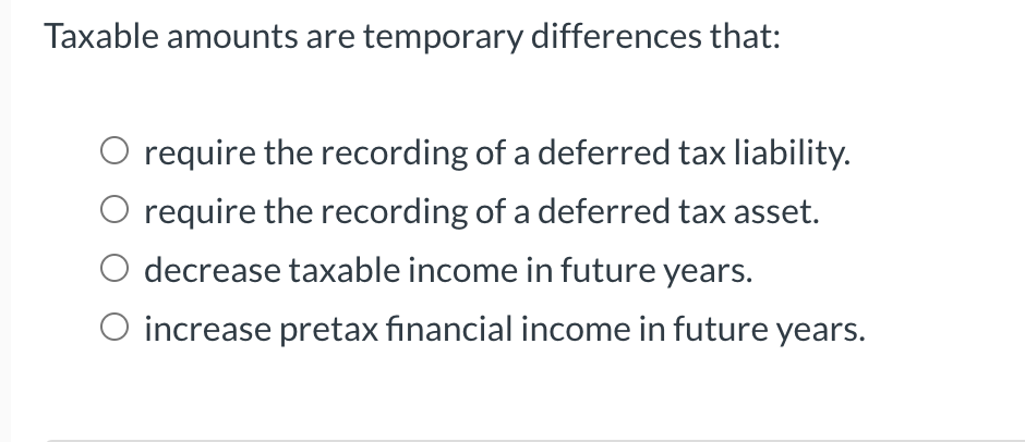 Solved Taxable amounts are temporary differences | Chegg.com