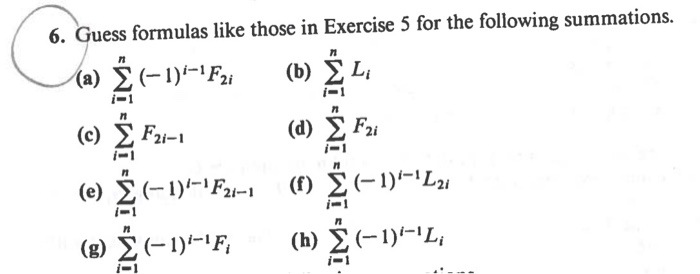 6. Guess formulas like those in Exercise 5 for the | Chegg.com