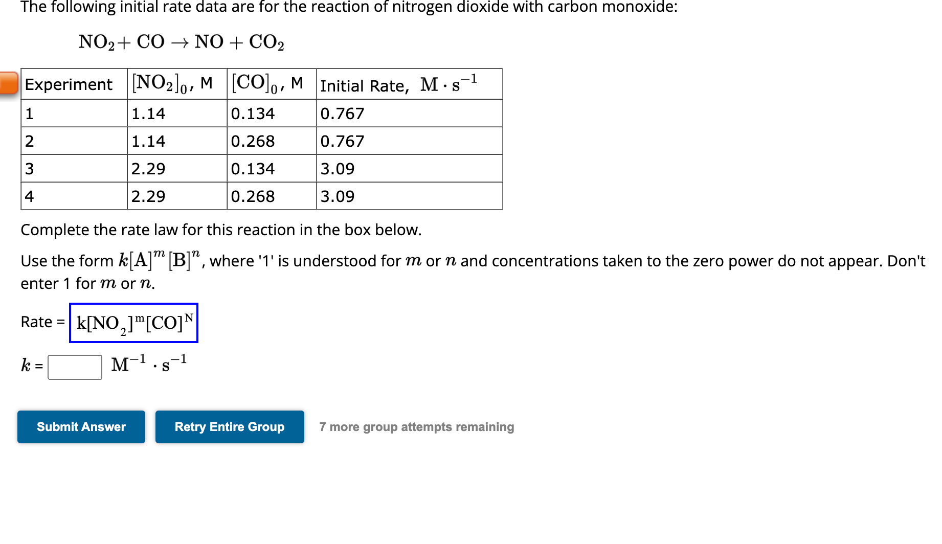 Solved The Following Initial Rate Data Are For The Reaction