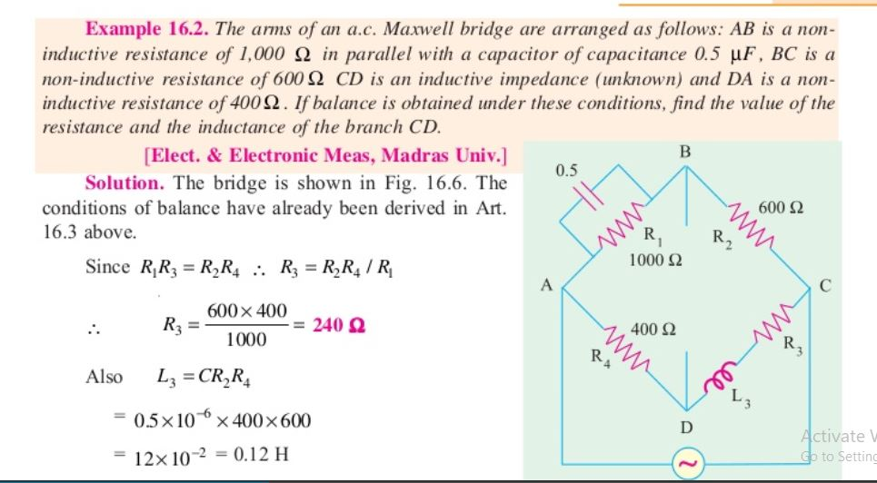 Solved ask 2 The arms of an AC Maxwell-wien bridge are 0.5 | Chegg.com