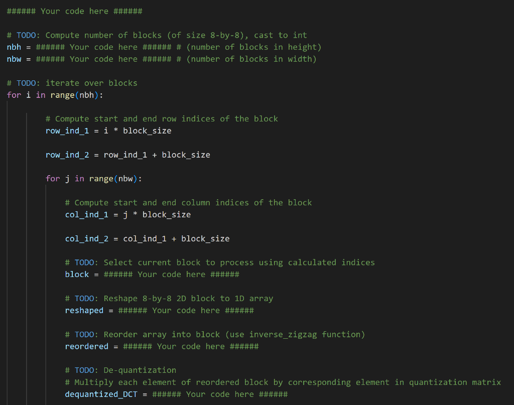 Solved Your code here \#\#\#\#\#\#\# TODO: Apply idct2d() to | Chegg.com