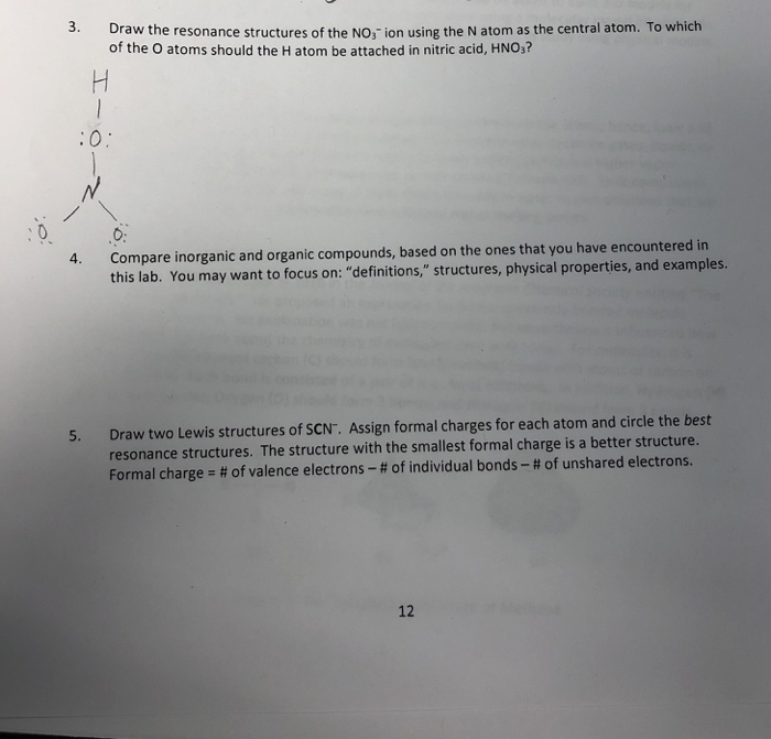 Solved 5. Draw the resonance structures of the NO, ion using | Chegg.com