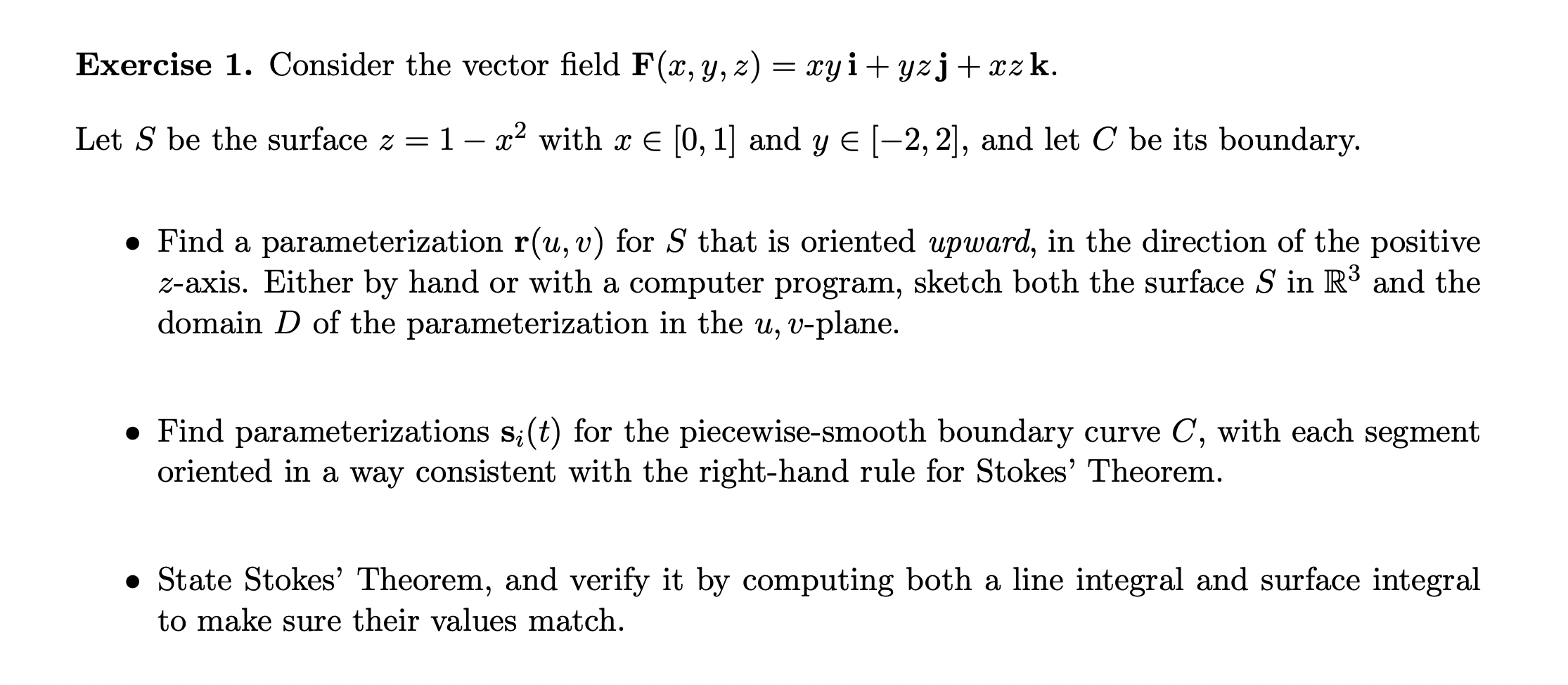 Exercise 1. Consider the vector field | Chegg.com