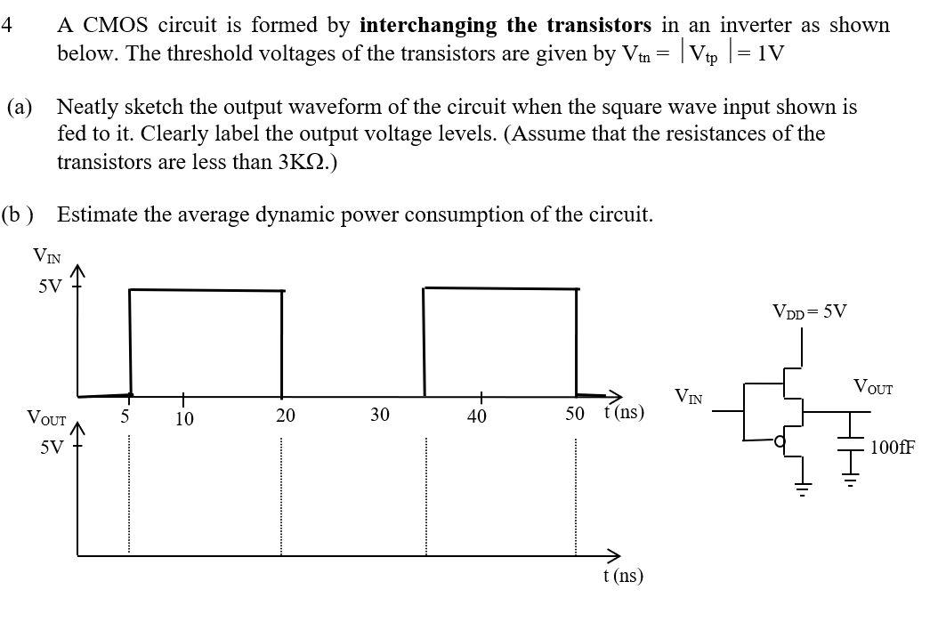 Solved 4 A CMOS circuit is formed by interchanging the | Chegg.com