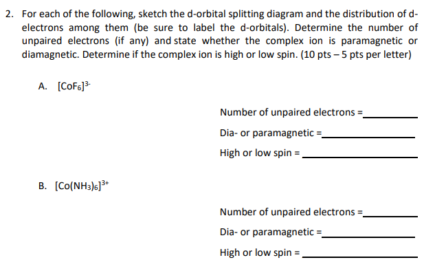 Solved For each of the following, sketch the d-orbital | Chegg.com