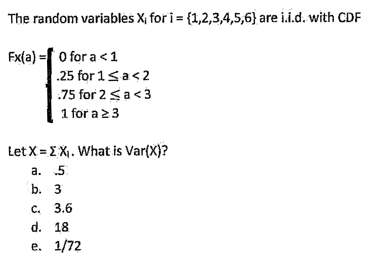 Solved The random variables Xi for i={1,2,3,4,5,6} are | Chegg.com