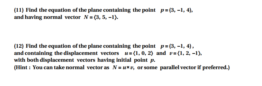 Solved (11) Find the equation of the plane containing the | Chegg.com