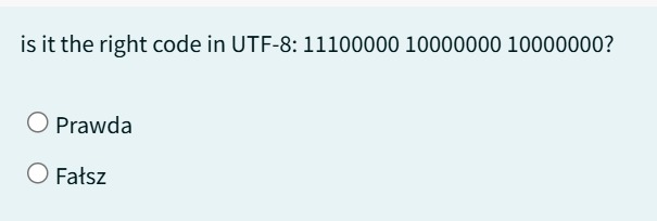 Solved is it the right code in UTF-8: | Chegg.com