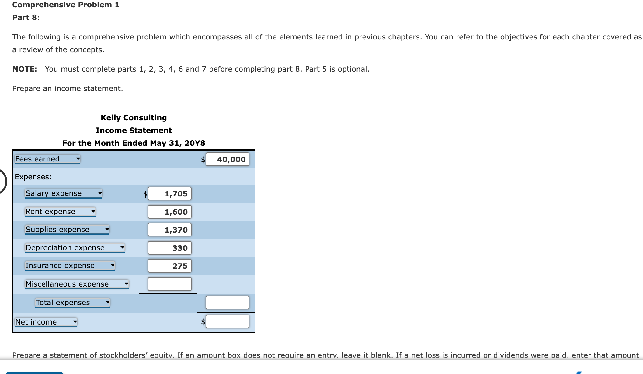 Solved The following is a comprehensive problem which | Chegg.com