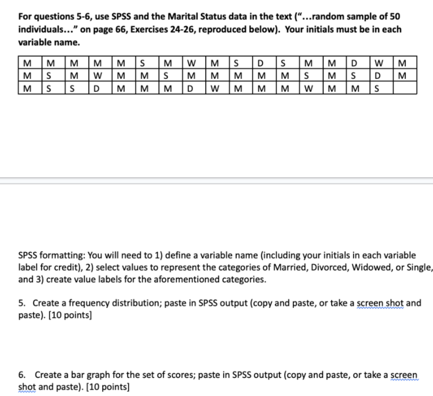 For questions 5-6, use SPSS and the Marital Status | Chegg.com