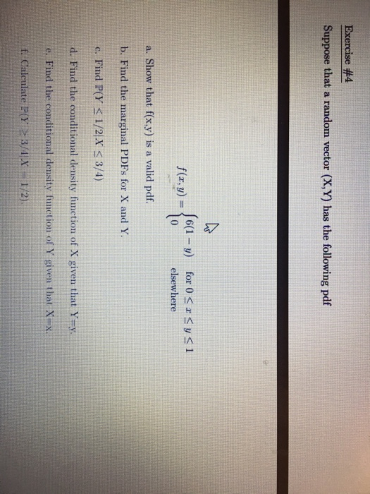 Solved Exercise #4 Suppose that a random vector (X,Y) has | Chegg.com
