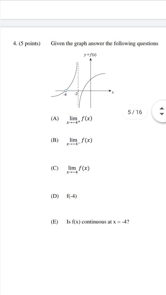 Solved 4. (5 points) Given the graph answer the following | Chegg.com