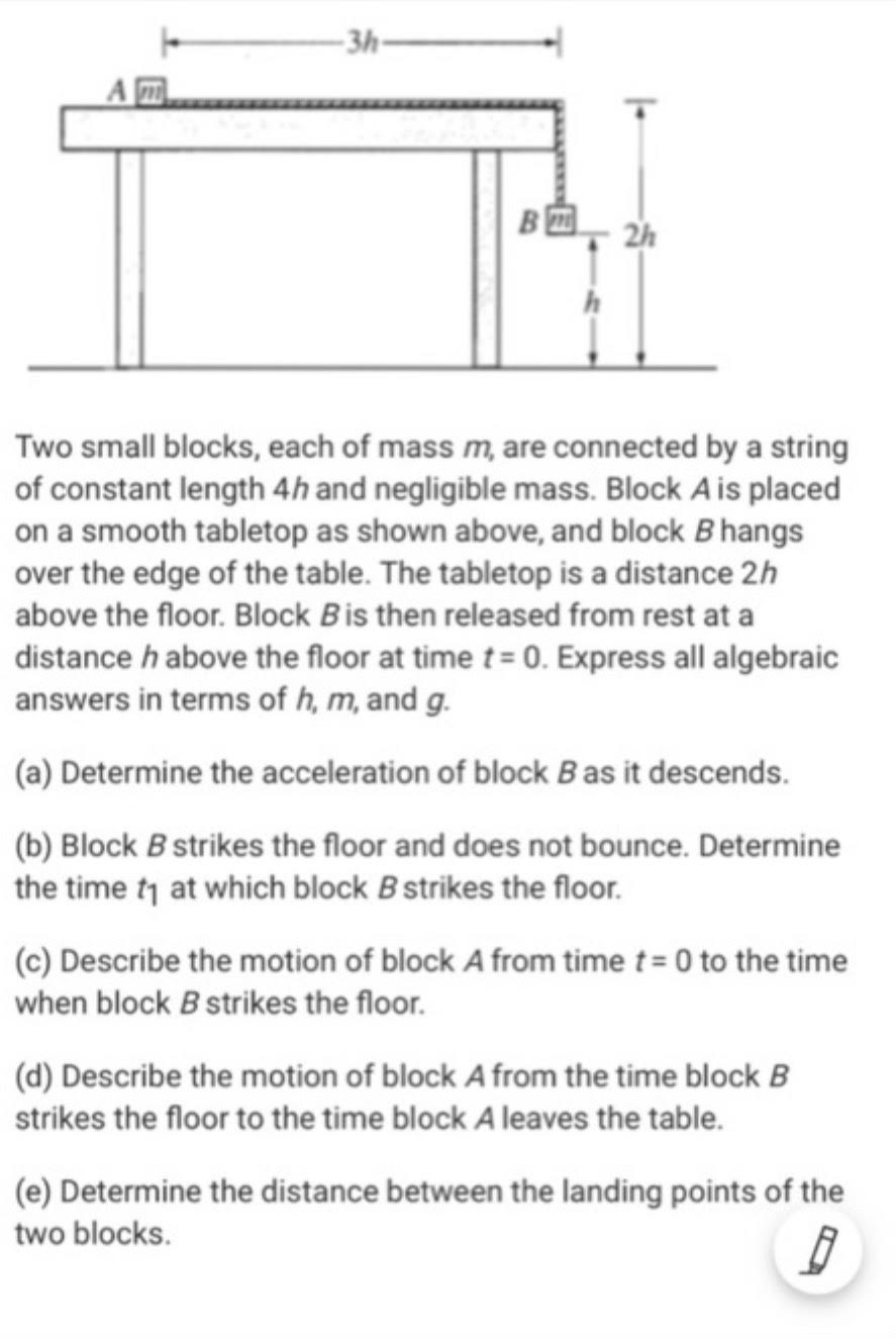 Solved Two small blocks, each of mass m, are connected by a | Chegg.com