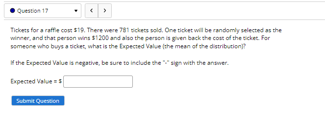 Solved Tickets for a raffle cost $19. There were 781 tickets | Chegg.com