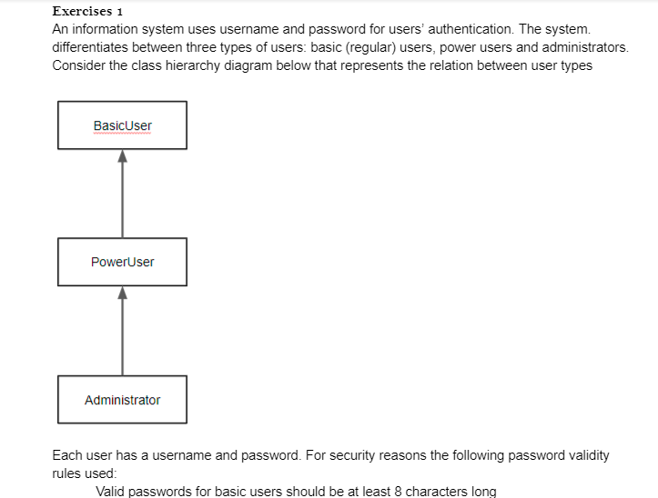 Solved Exercises 1 An information system uses username and | Chegg.com