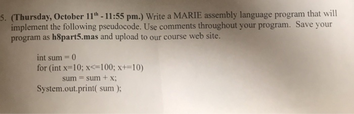 Solved Pls show me the code and use MARIE program for it! | Chegg.com