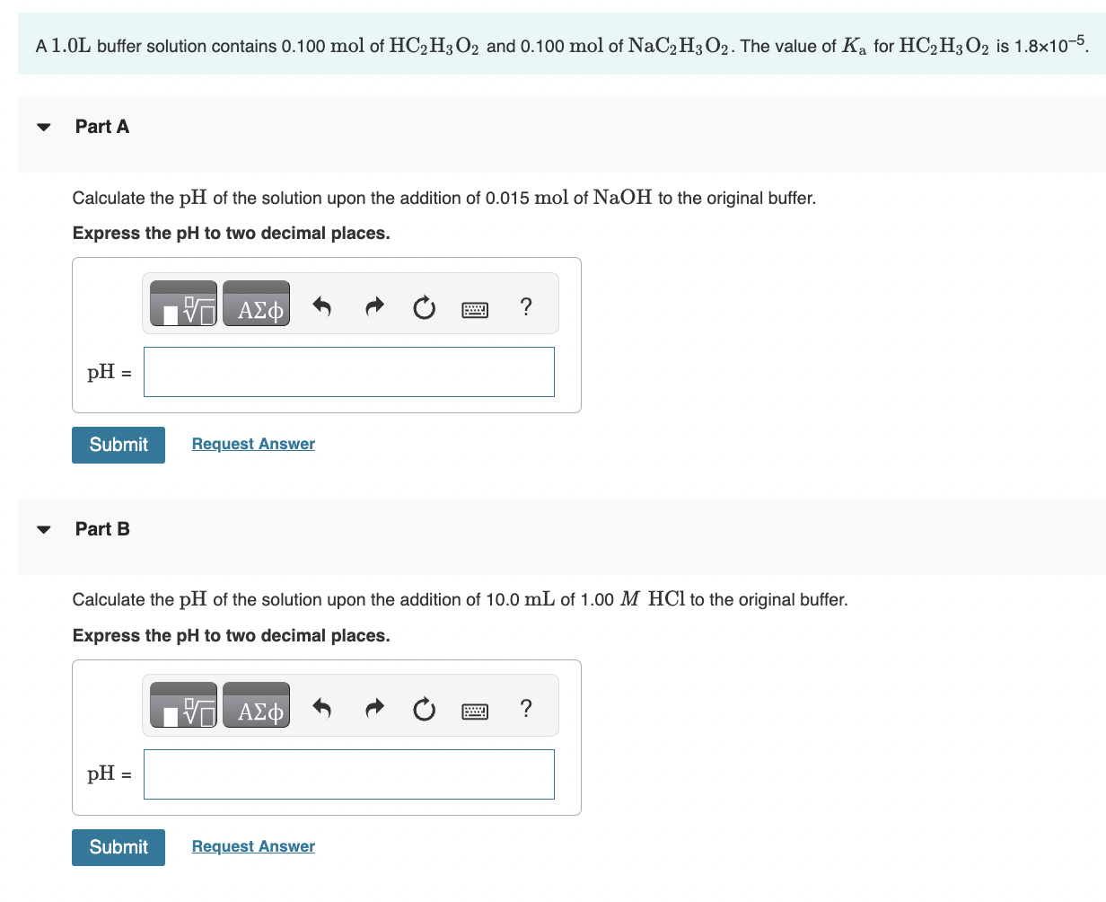 Solved Calculating the pH Change in a Buffer Solution after | Chegg.com