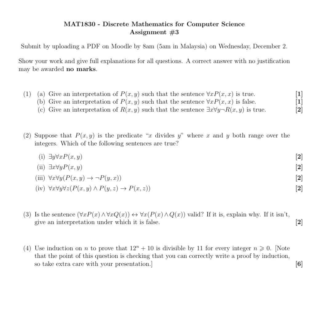 MAT1830 - Discrete Mathematics for Computer Science | Chegg.com