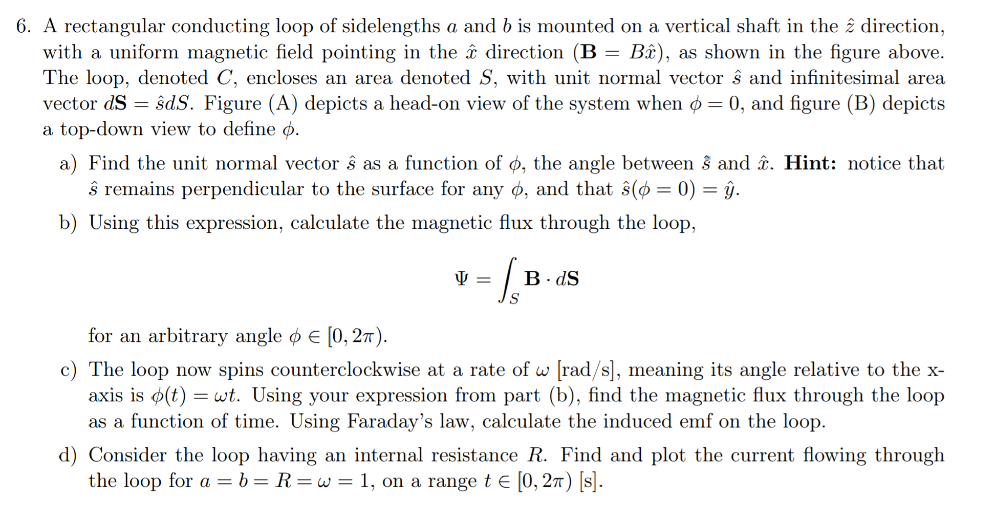 Solved 6. A rectangular conducting loop of sidelengths a and | Chegg.com
