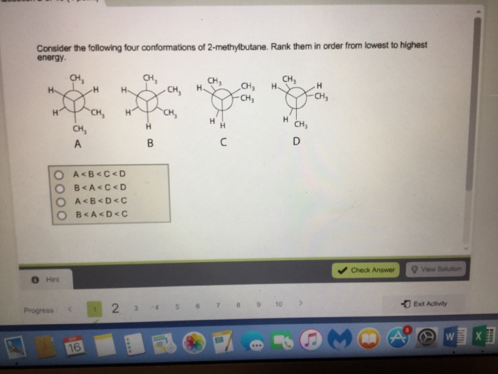 Solved Consider the following four conformations of | Chegg.com