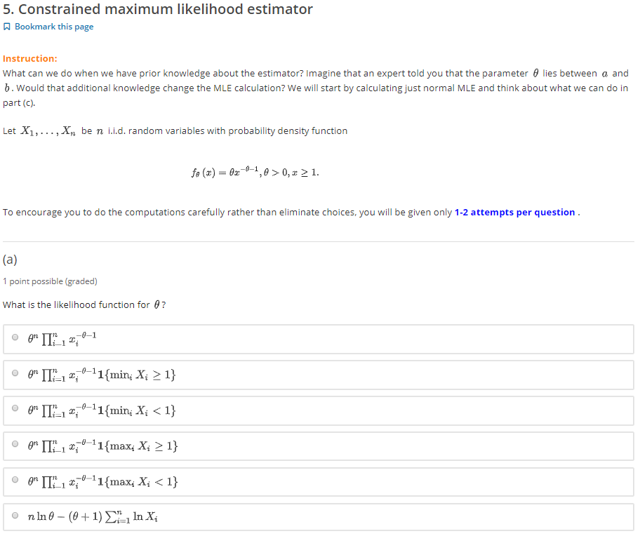 Solved 5. Constrained maximum likelihood estimator Bookmark | Chegg.com
