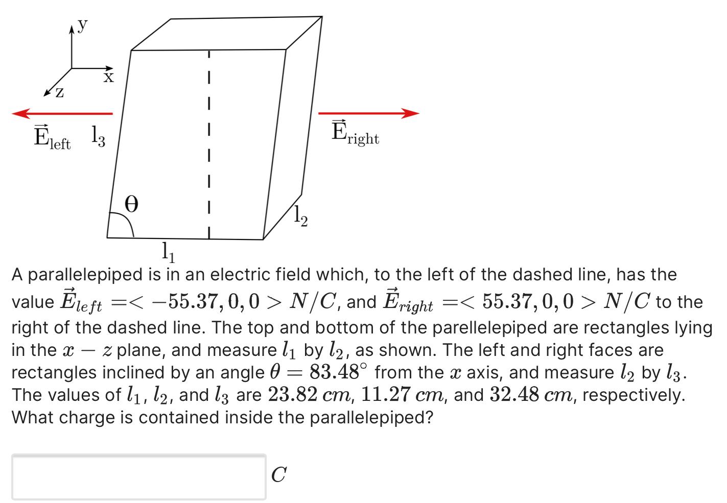 Solved A parallelepiped is in an electric field which, to | Chegg.com