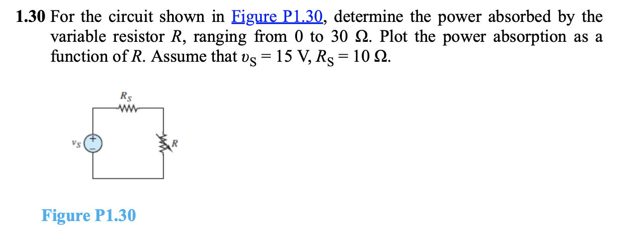 Solved 1.30 For the circuit shown in Figure P1.30, determine | Chegg.com