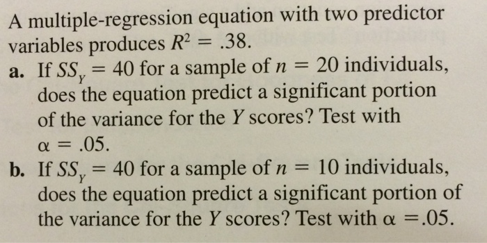 Solved A multiple-regression equation with two predictor | Chegg.com