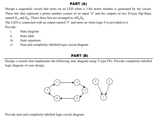 PART (A) Design a sequential circuit that turns on an | Chegg.com