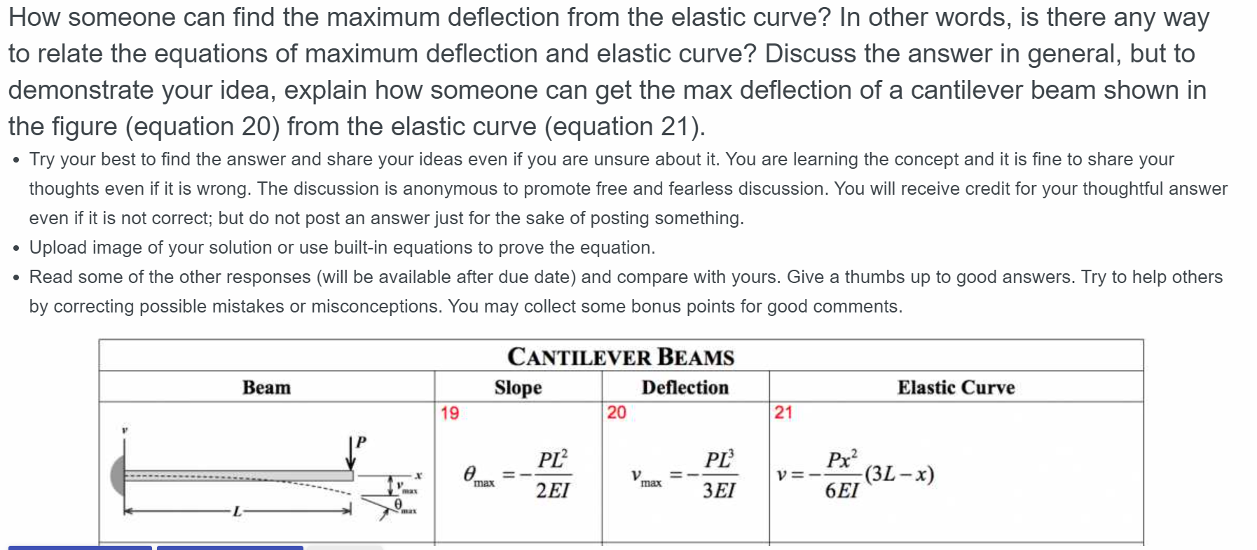 Solved How someone can find the maximum deflection from the | Chegg.com
