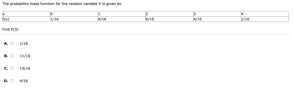 Solved The probability mass function for the random variable | Chegg.com