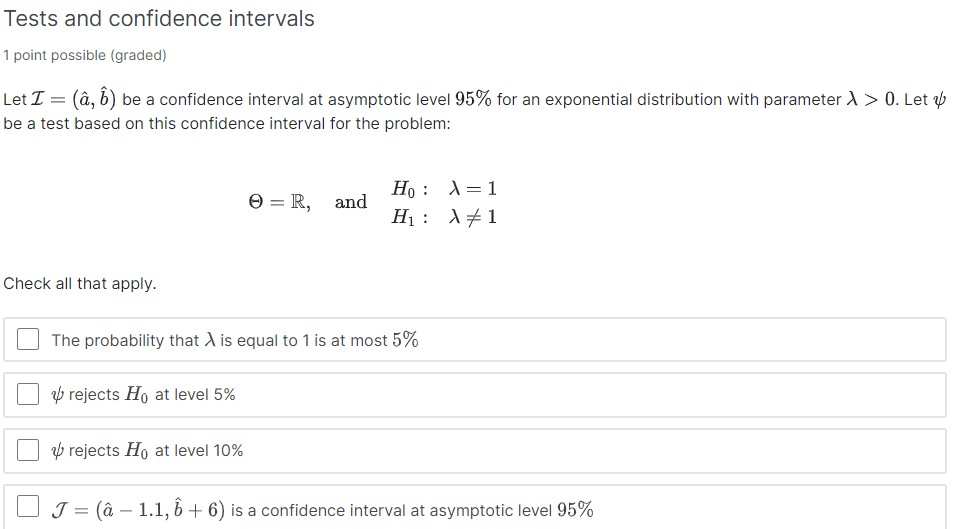 Solved Tests and confidence intervals 1 point possible | Chegg.com