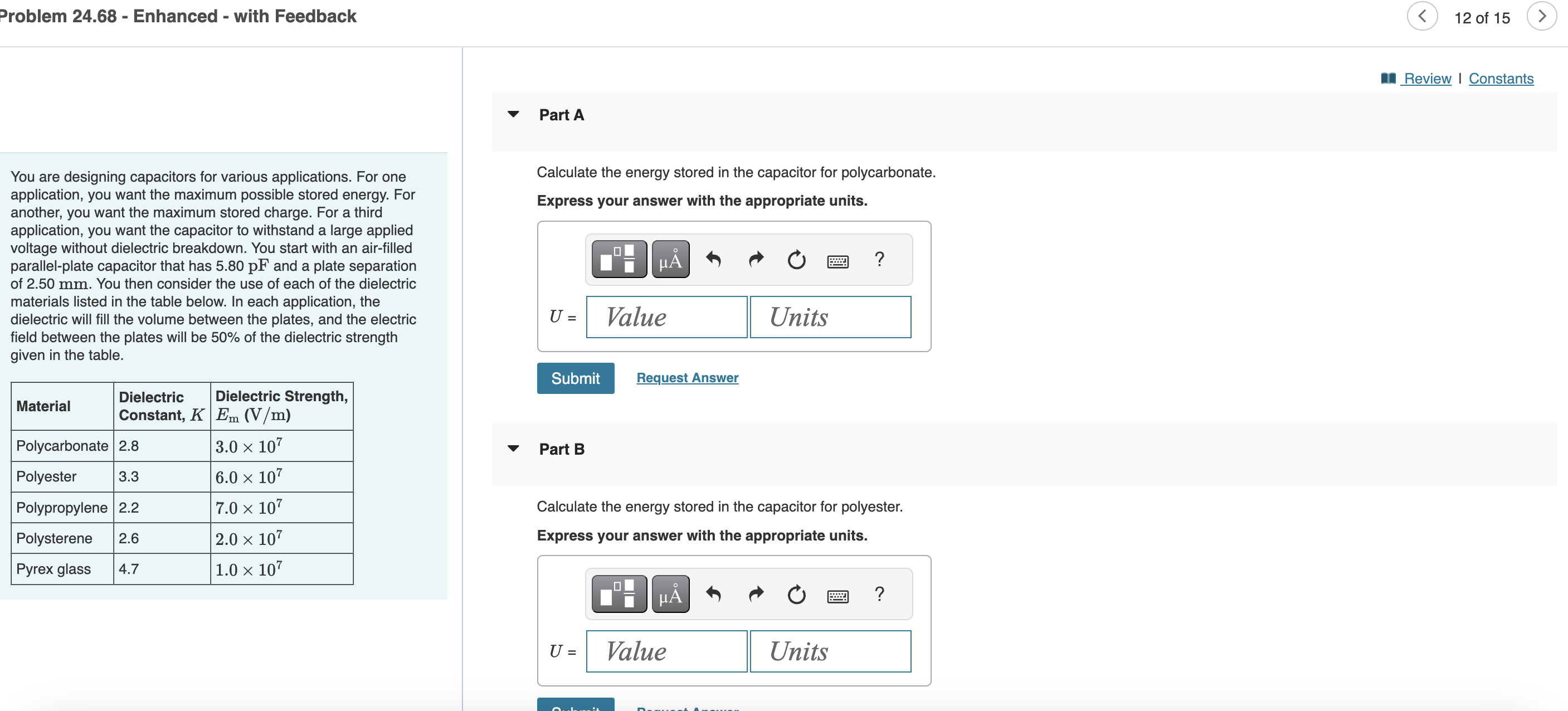 Solved Part CYou are designing capacitors for various | Chegg.com