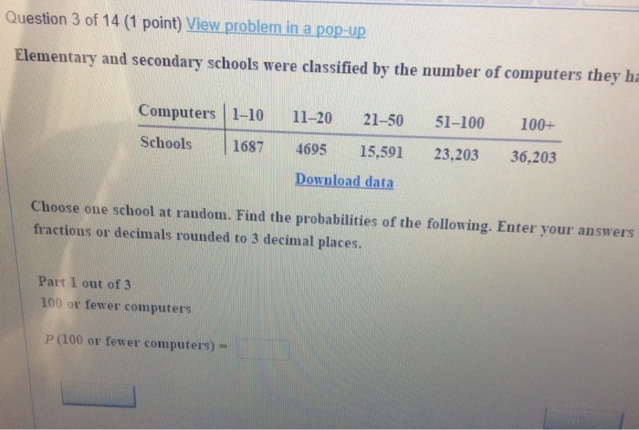 Solved Question 3 of 14 (1 point) View problem in a pop-up | Chegg.com