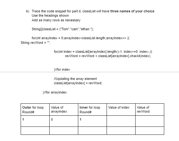 Solved b) Trace the code snippet for part d, classList will | Chegg.com