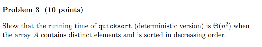 Solved Show that the running time of quicksort | Chegg.com