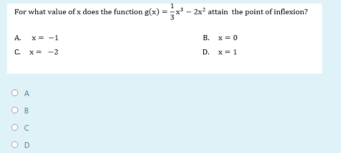 Solved For what value of x does the function g(x)=31x3−2x2 | Chegg.com