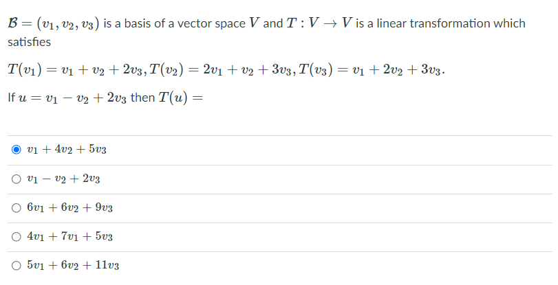Solved B= (v1, V2, V3) is a basis of a vector space V and | Chegg.com